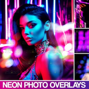 Neon Photoshop Overlays, Bokeh Overlays, Neon Backdrop, Neon Light ...