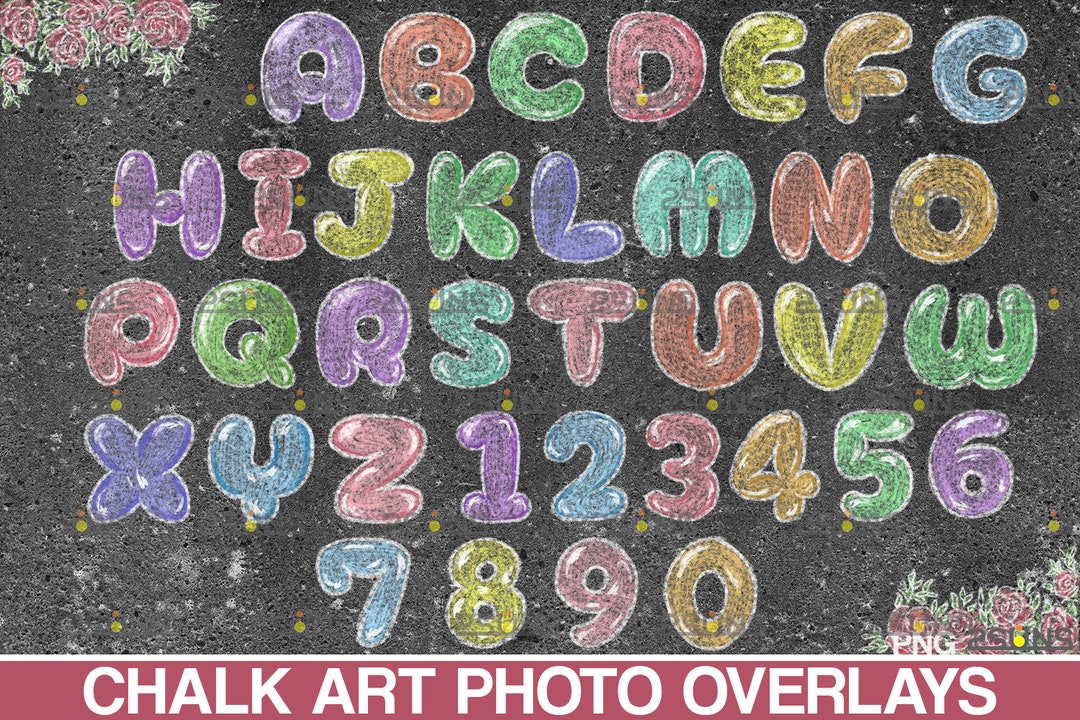 Sidewalk Chalk Alphabet Clipart, Letter Chalk Overlays, School ...