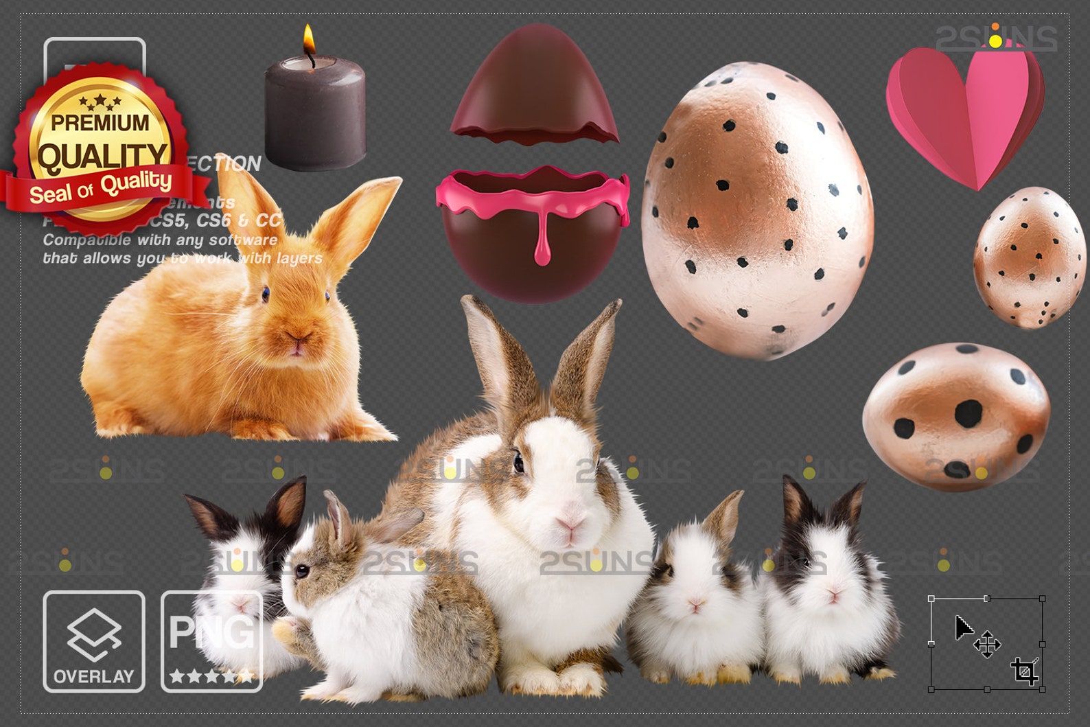 Easter Photoshop Overlays, Easter Bunny Photo Overlays, Easter Digital ...