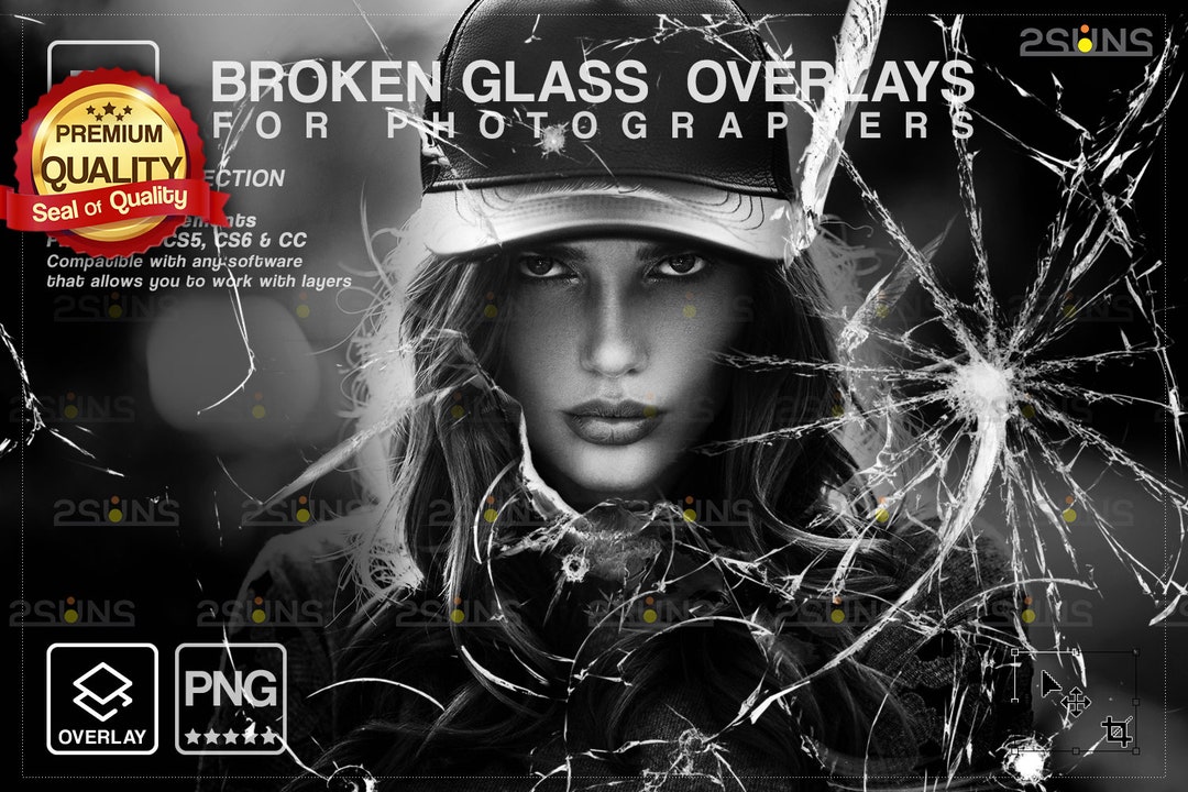 Broken Glass Photoshop Overlays, Halloween Photo Overlays, Realistic ...