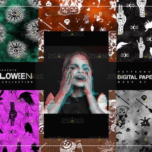 Halloween Digital Paper, Scrapbook Paper, Horror Seamless Pattern ...