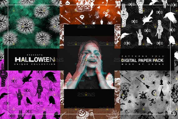 Halloween Digital Paper, Halloween pattern, Seamless Patterns, Gothic ...