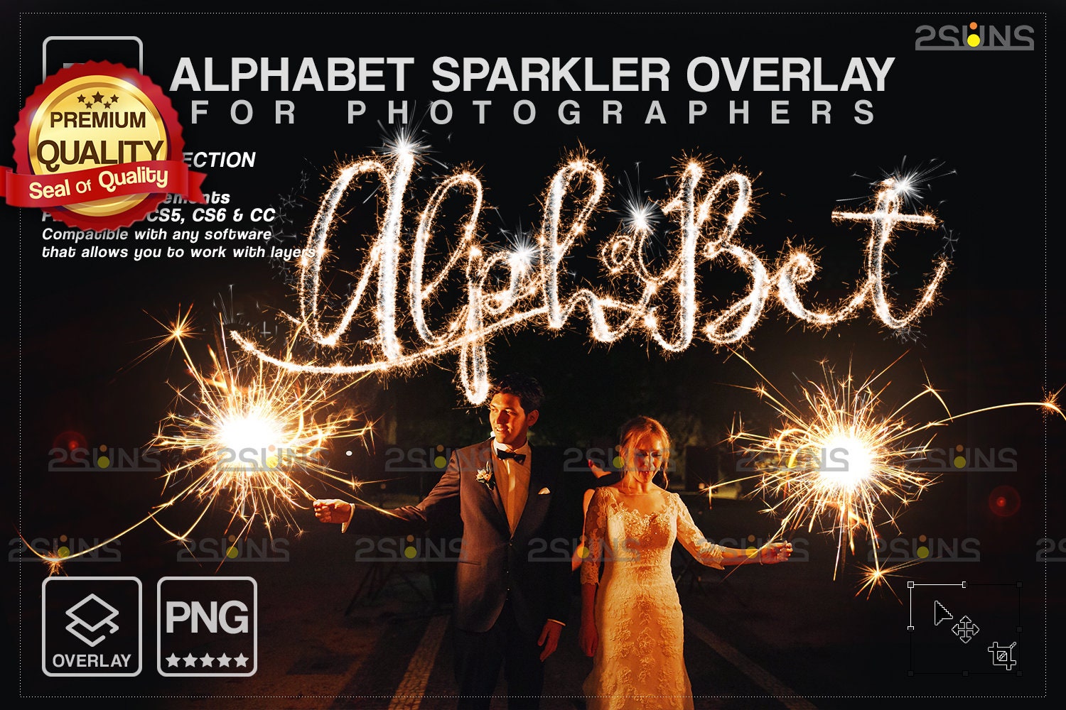 Photoshop Overlays Alphabet Sparkler Font, Wedding Sparkler Overlay ...