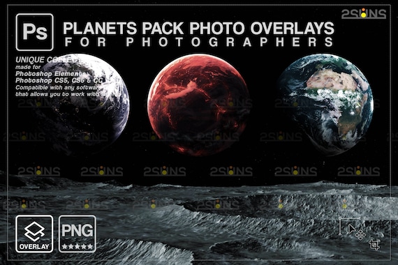 Planets Photoshop overlay, Galaxy backdrop, Space clipart, Night sky ...