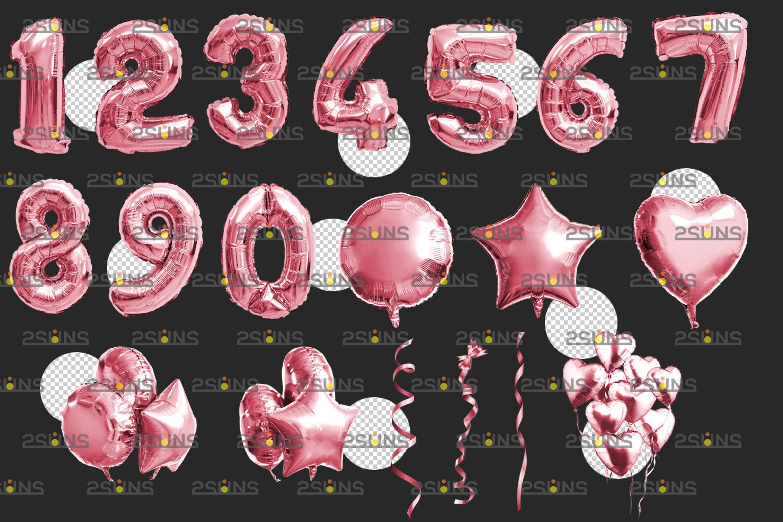 Foil Balloons Photoshop Overlays, Party Photo Overlays, Letter Balloons ...