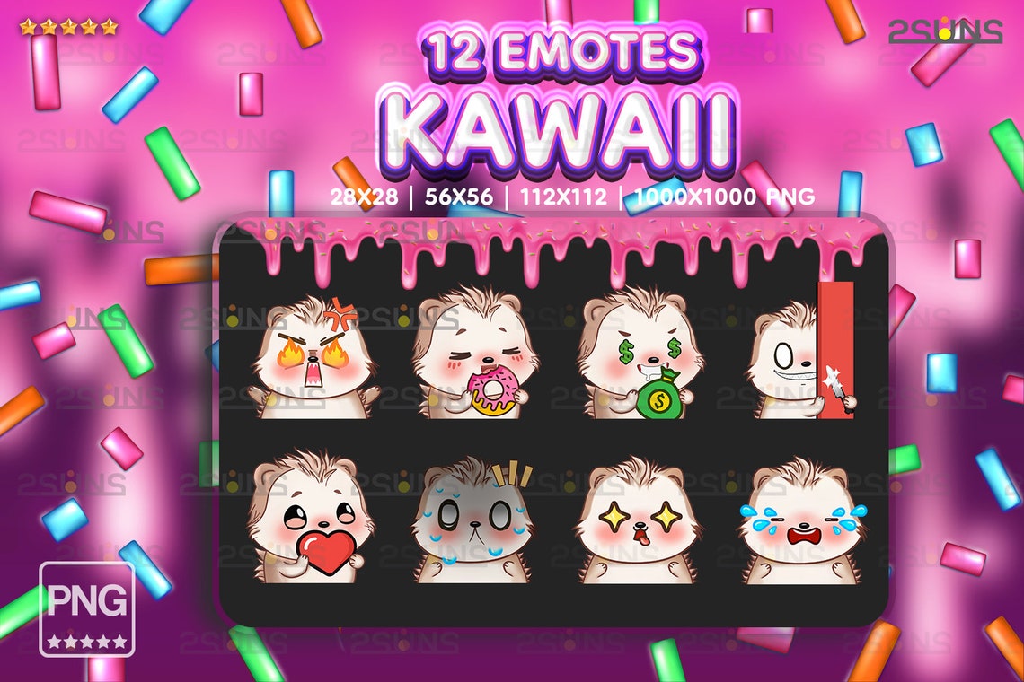 12 Hedgehog Chibi EMOTES, Twitch Emotes Pack, Smile Emotes Pack, Emotes ...