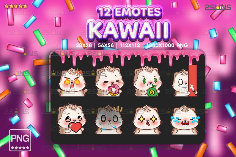 12 Hedgehog Chibi EMOTES, Twitch Emotes Pack, Smile Emotes Pack, Emotes ...