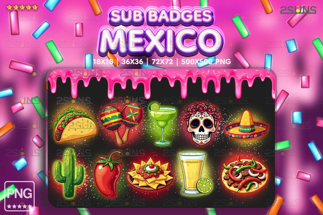 10 Mexico Sub Badges, Burrito Twitch Badges, Kawaii Salsa Sub Badge, Badges for Streamer Discord ...