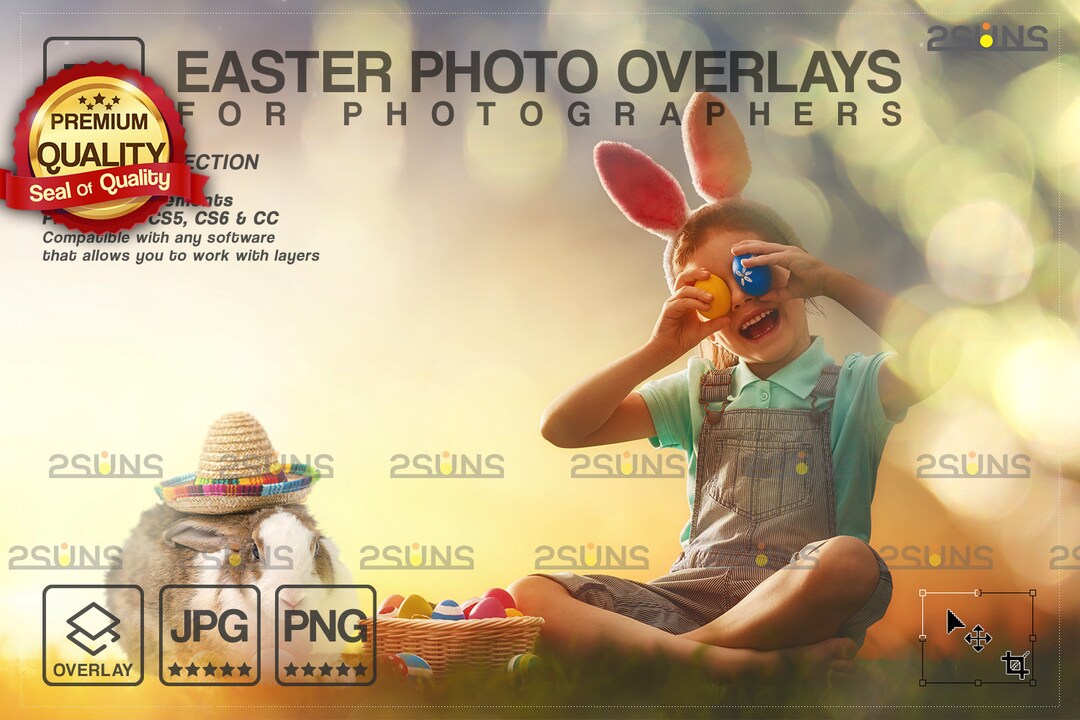 Easter Photoshop Overlays, Easter Bunny Photo Overlays, Easter Digital ...