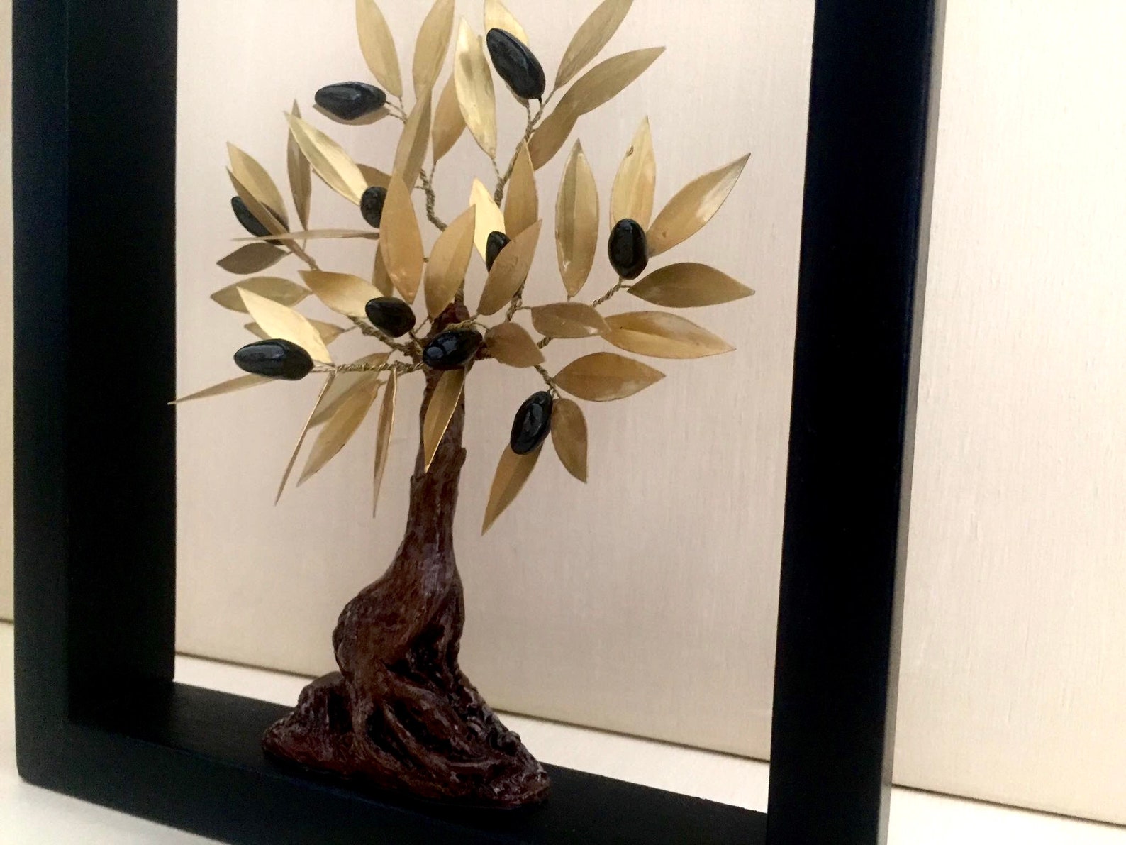 Golden Olive tree in wooden frame Home Decor Decoration | Etsy