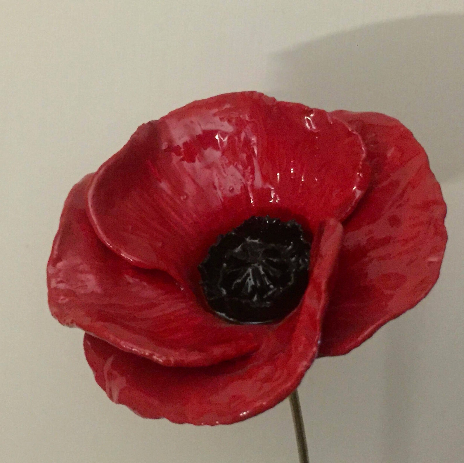 Red Poppies on Wooden Base Home Decor Art Deco Flower | Etsy