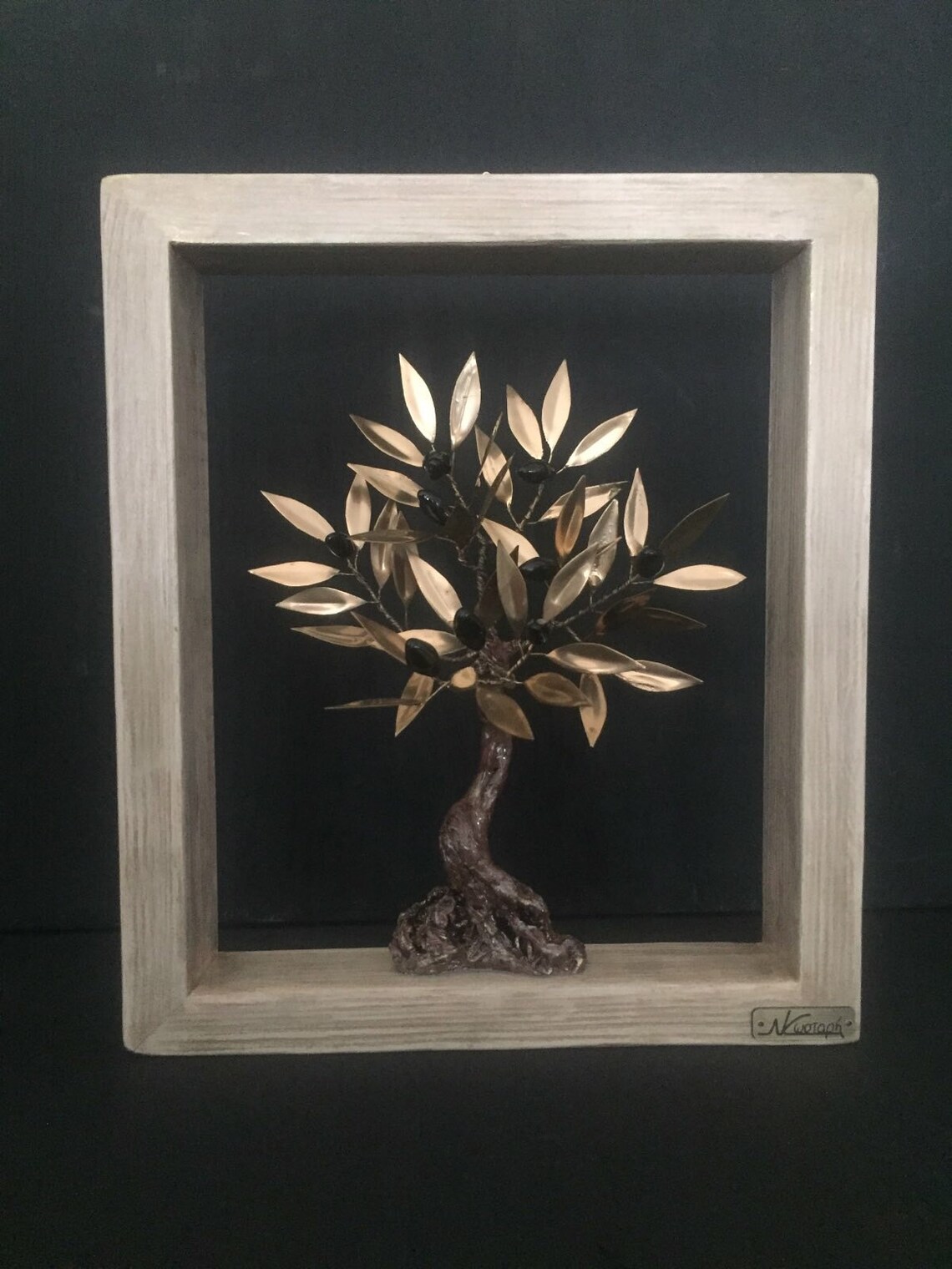 Golden Olive Tree in Wooden Frame Home Decor Decoration | Etsy