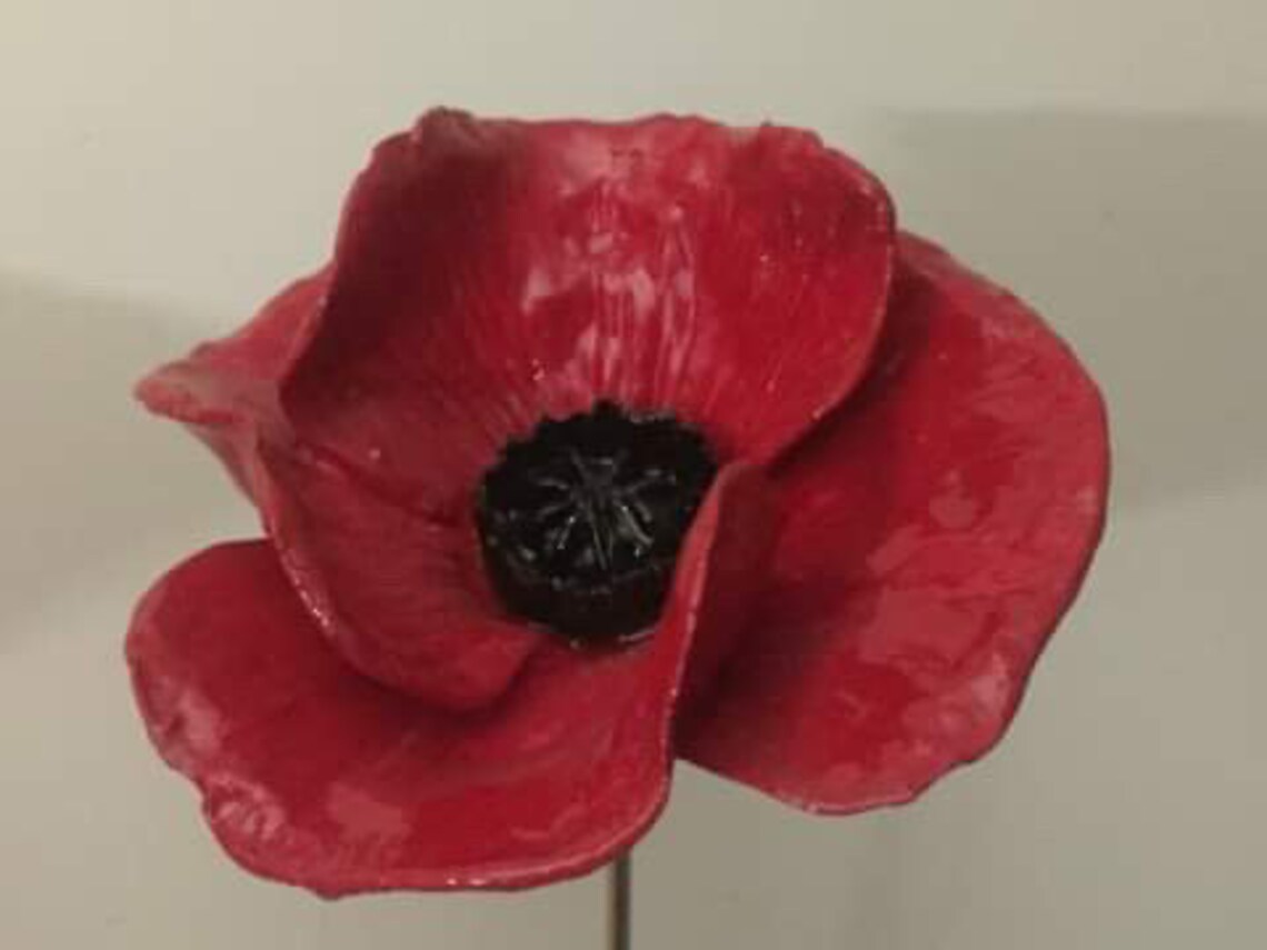 Red Poppies on Wooden Base Home Decor Art Deco Flower | Etsy