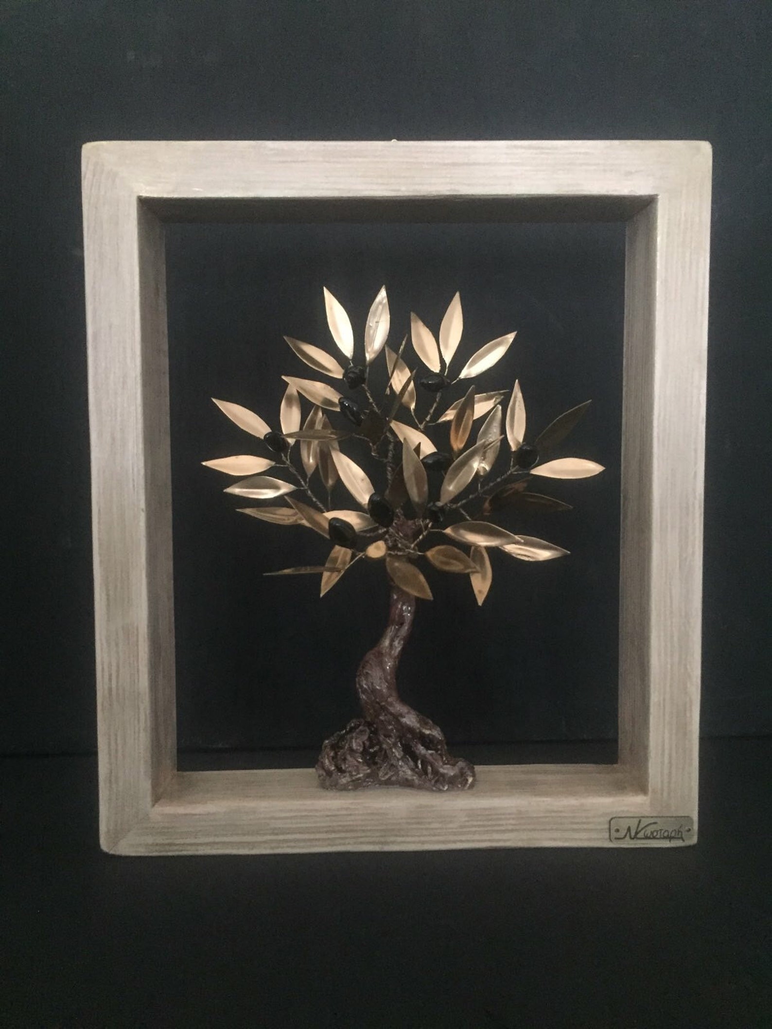 Golden Olive Tree in Wooden Frame Home Decor Decoration | Etsy