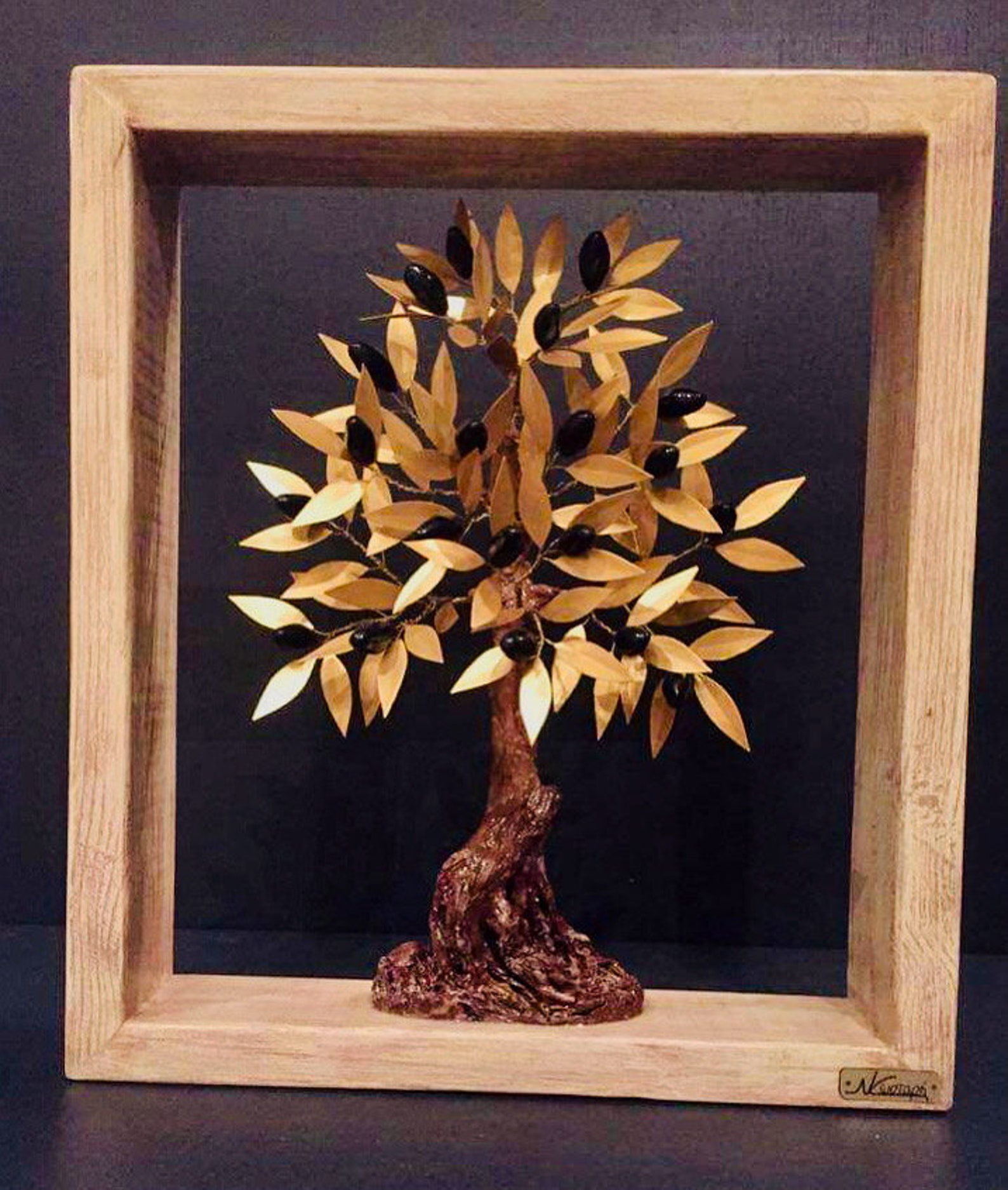 Golden Olive Tree in Wooden Frame Home Decor Art Deco - Etsy