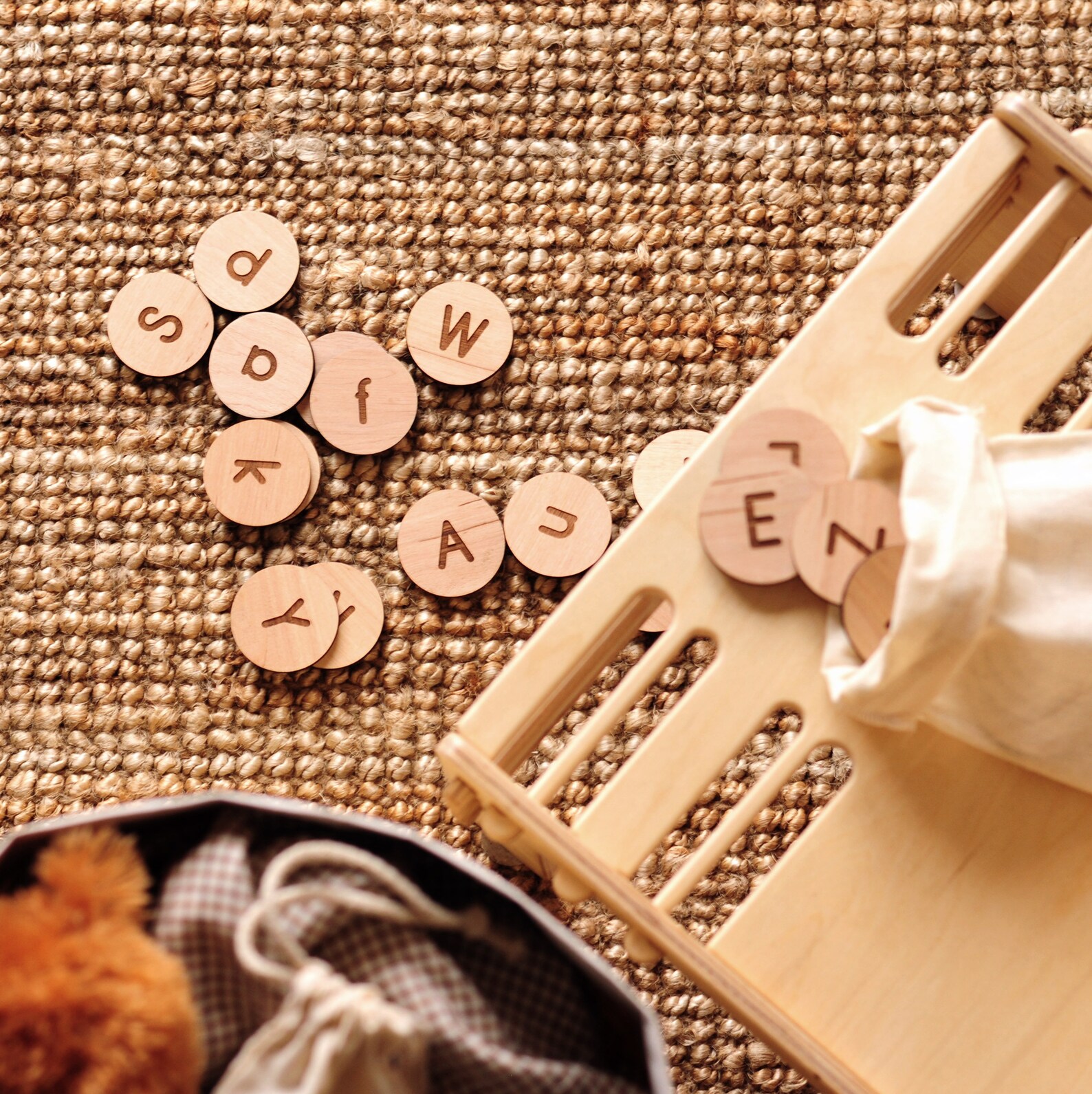 Wooden Alphabet Discs Montessori Learning Uppercase and - Etsy