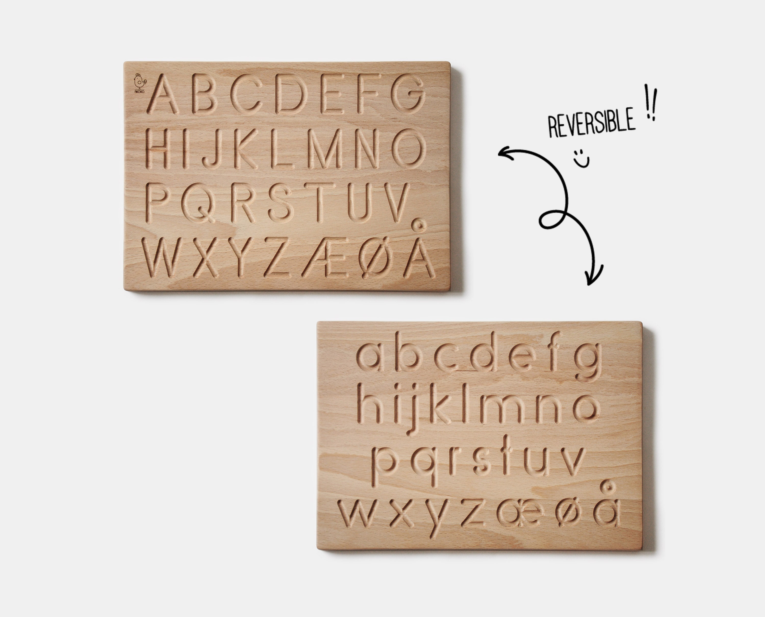 Double-sided Danish alphabet tracing board Reversible | Etsy