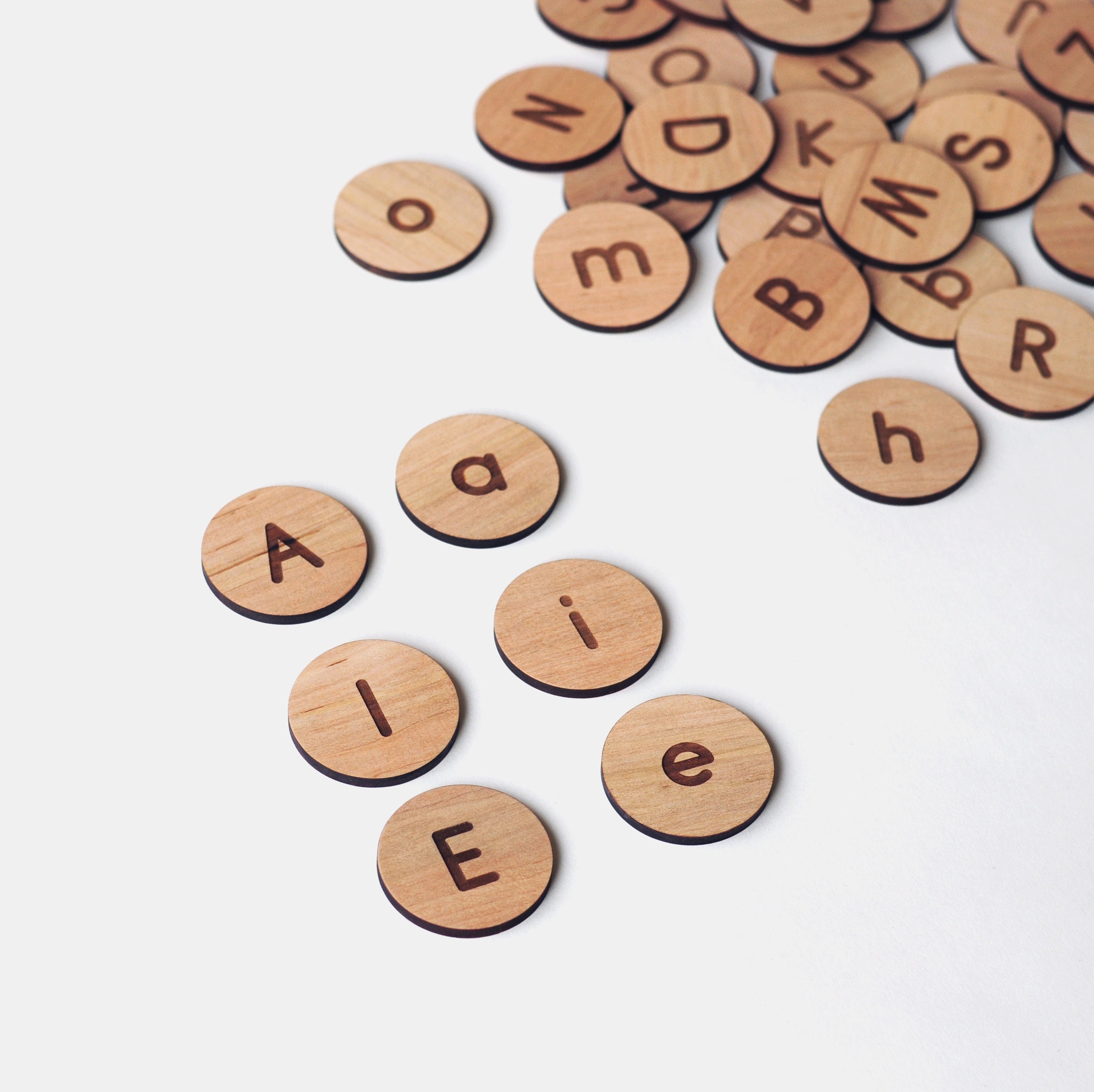Wooden Alphabet Discs Montessori Learning Uppercase and - Etsy