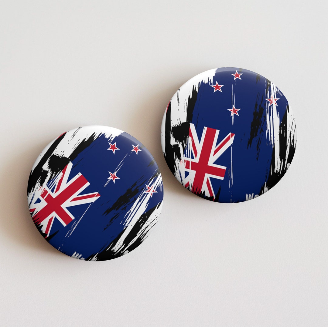 New Zealand Flag Pinback Button - Patriotic Badge - Etsy