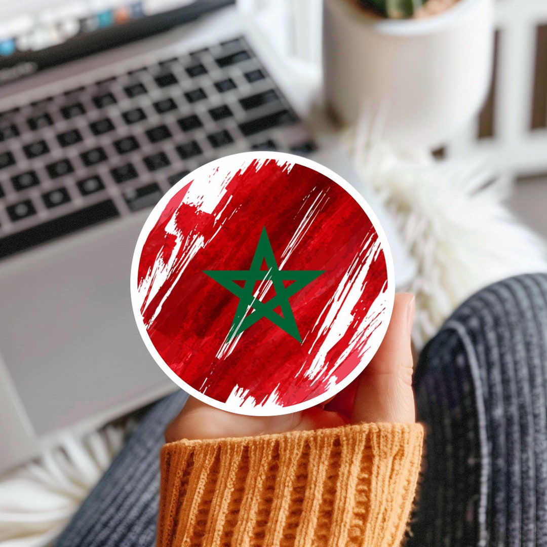 Morocco Flag Sticker, Laptop Sticker, Helmet Sticker, Guitar Sticker ...