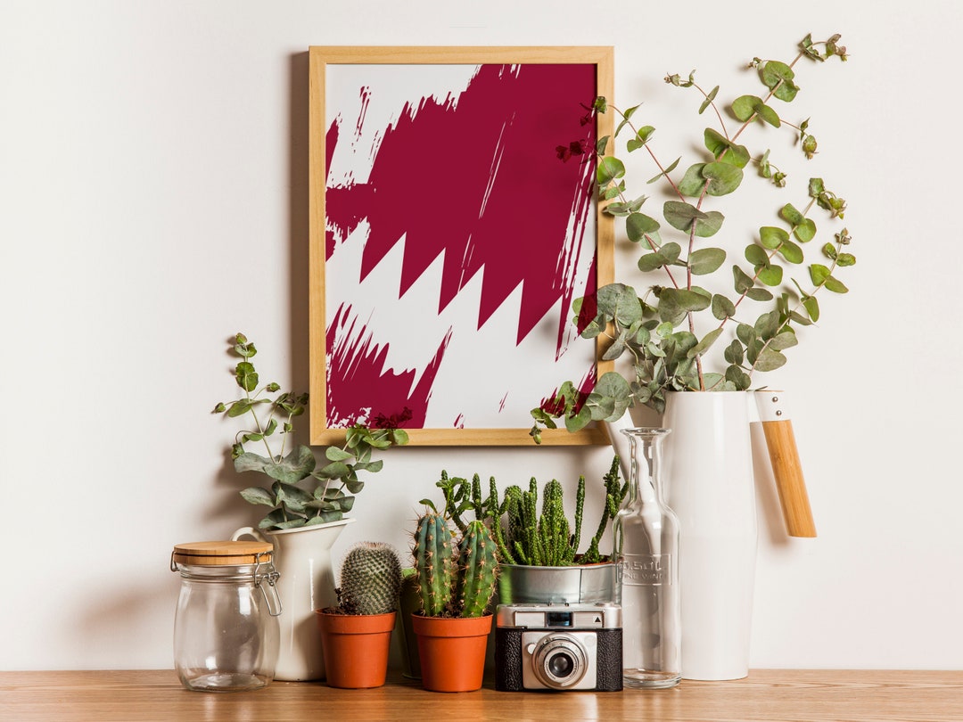 Qatar Flag Print | Qatar Poster | Qatar Wall Art Print | Qatar Home ...