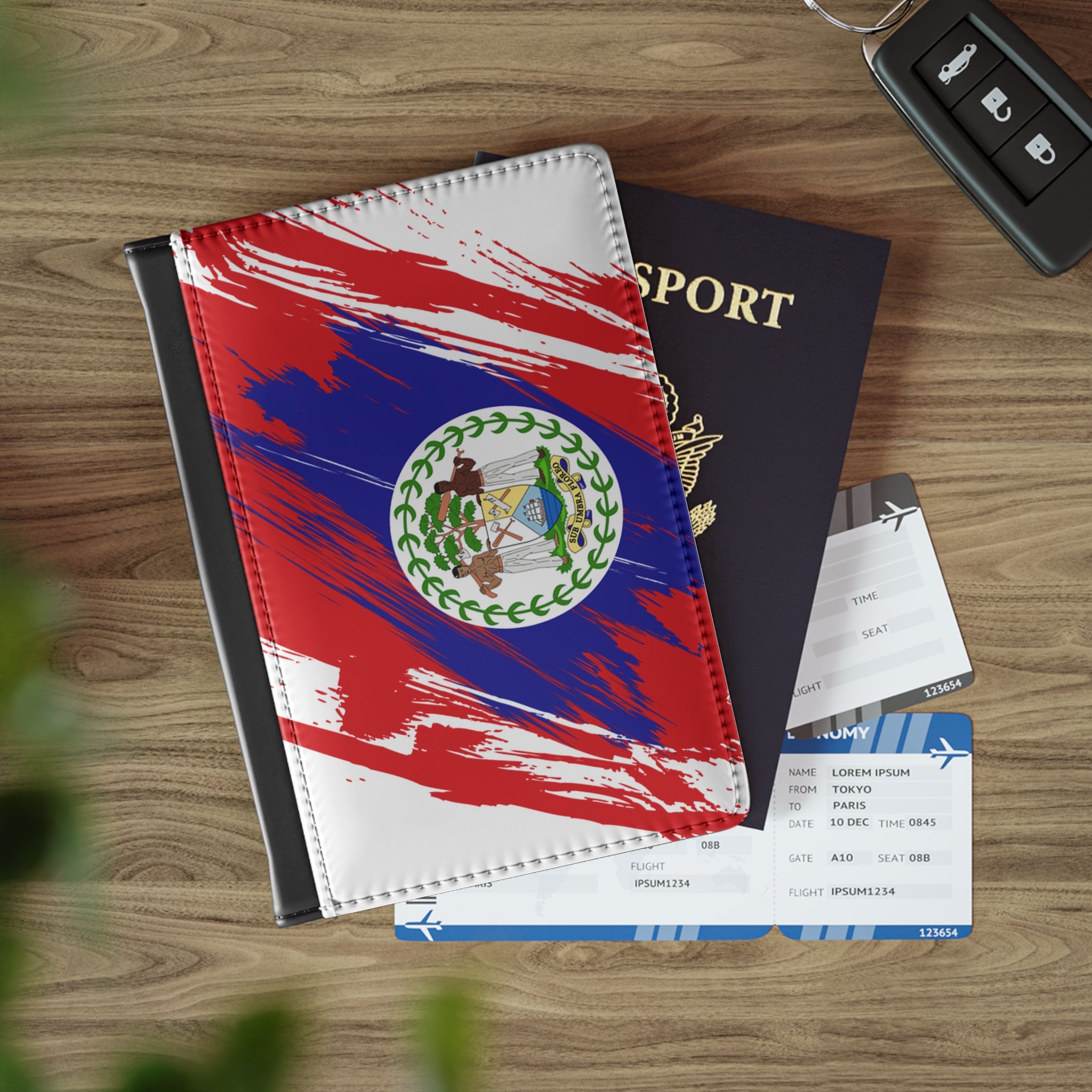 Belize Flag Passport Holder, Printed Leather, Traveler's and Expats' Essential, Study Abroad ...