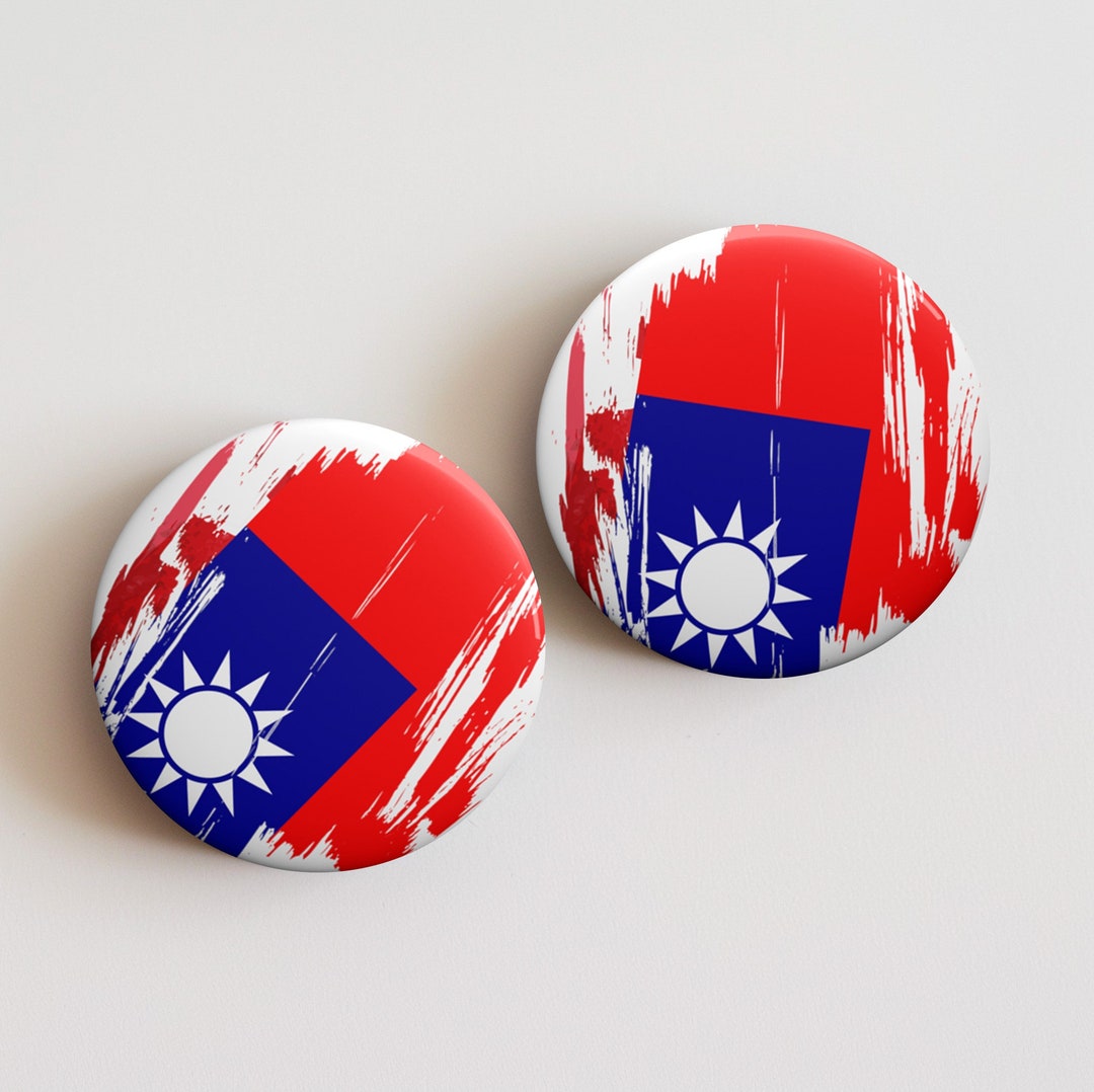 Taiwan Flag Pin Button - Custom Pinback, Patriotic Campaign Buttons, Personalized Birthday Pins ...