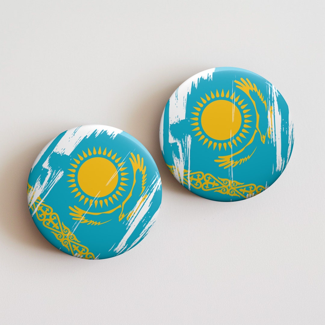 Kazakhstan Flag Pin – Patriotic Metal Pinback Button - Etsy
