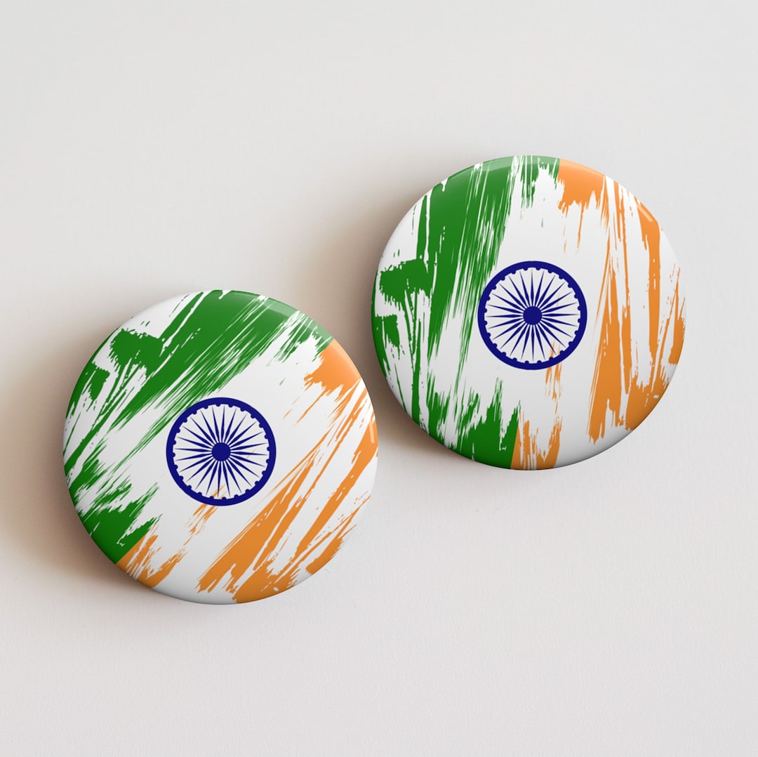 India Flag Pin Button - Custom Pinback, Patriotic Campaign Buttons ...