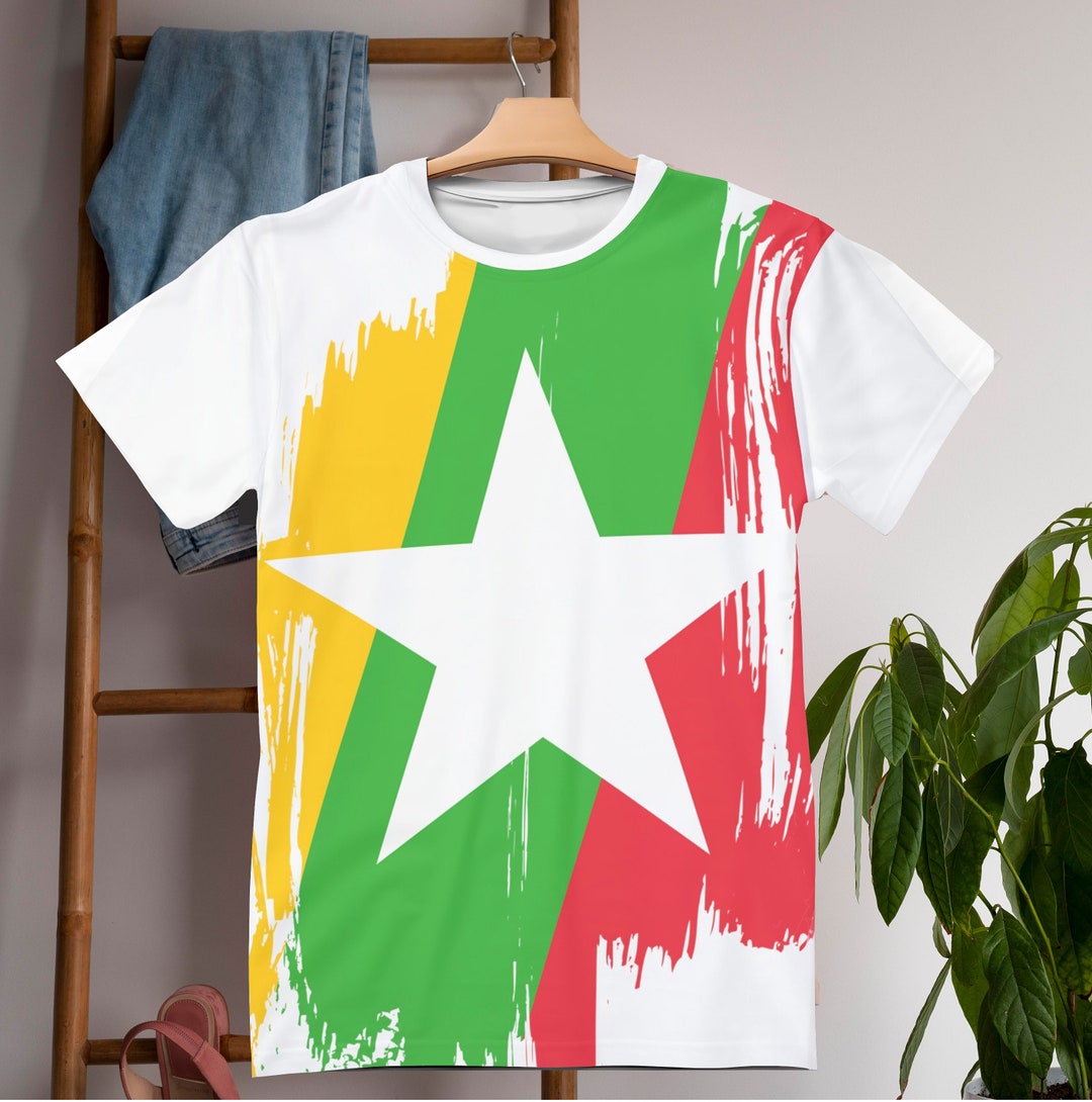 Myanmar Flag T-shirt | Myanmar T-shirt | All Over Print Unisex T-shirt ...
