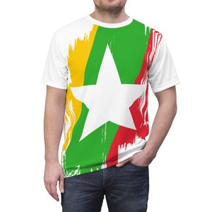 Myanmar Flag T-shirt | Myanmar T-shirt | All Over Print Unisex T-shirt ...