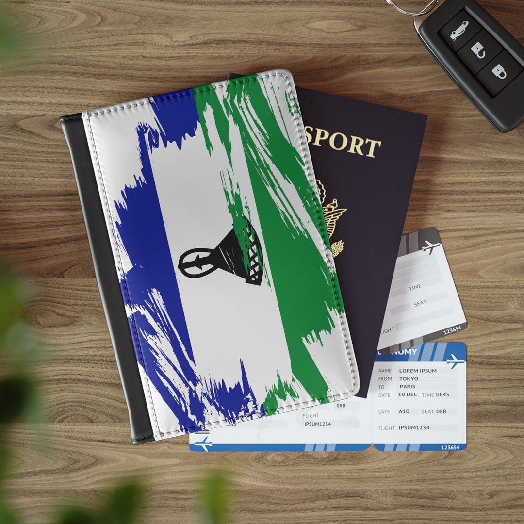 Lesotho Flag Leather Passport Holder, Traveler's and Expats' Essential ...