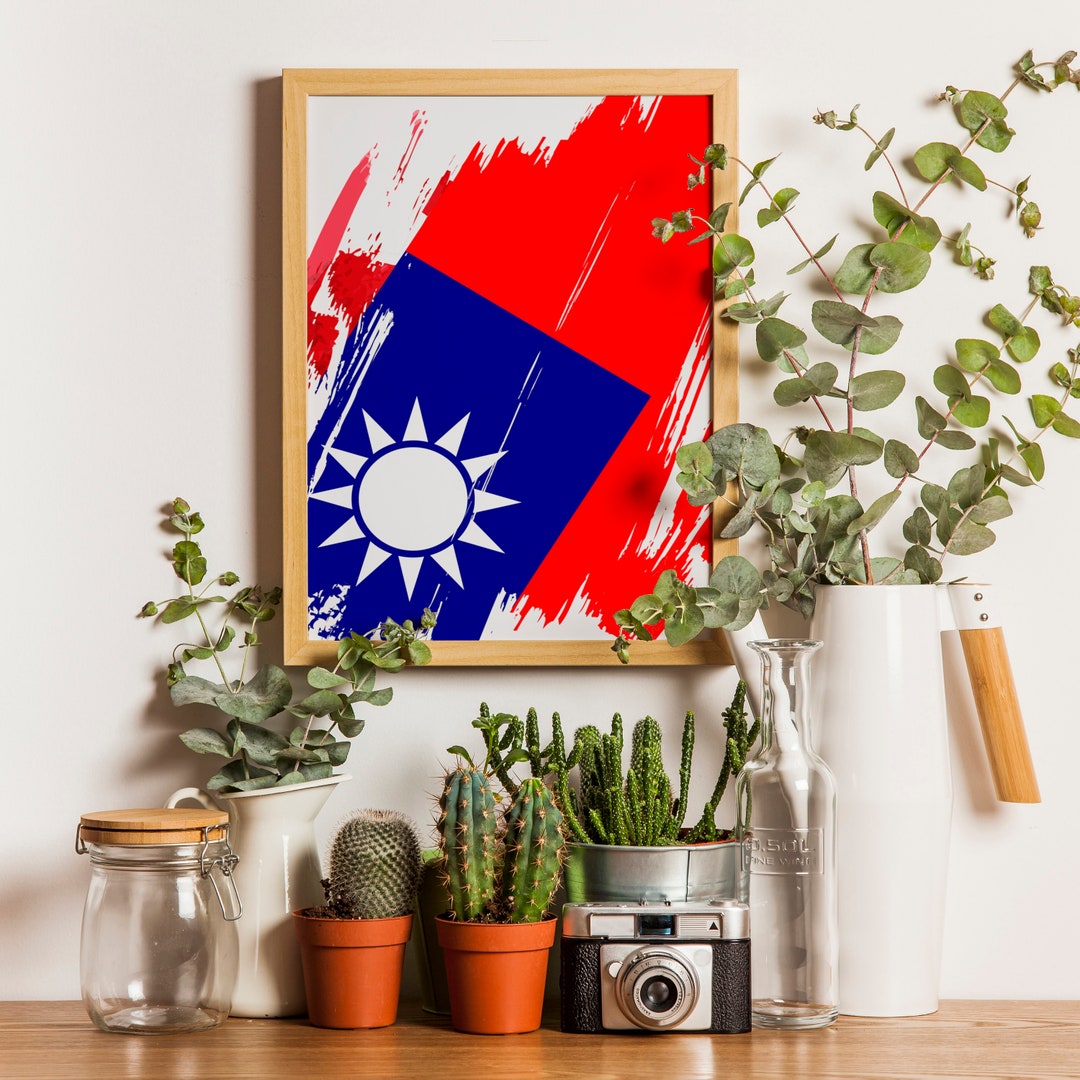 Taiwan Flag Print | Taiwan Poster | Taiwan Wall Art Print | Taiwan Home ...