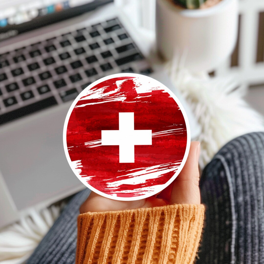 Switzerland Flag Sticker, Round Vinyl Decal - Etsy