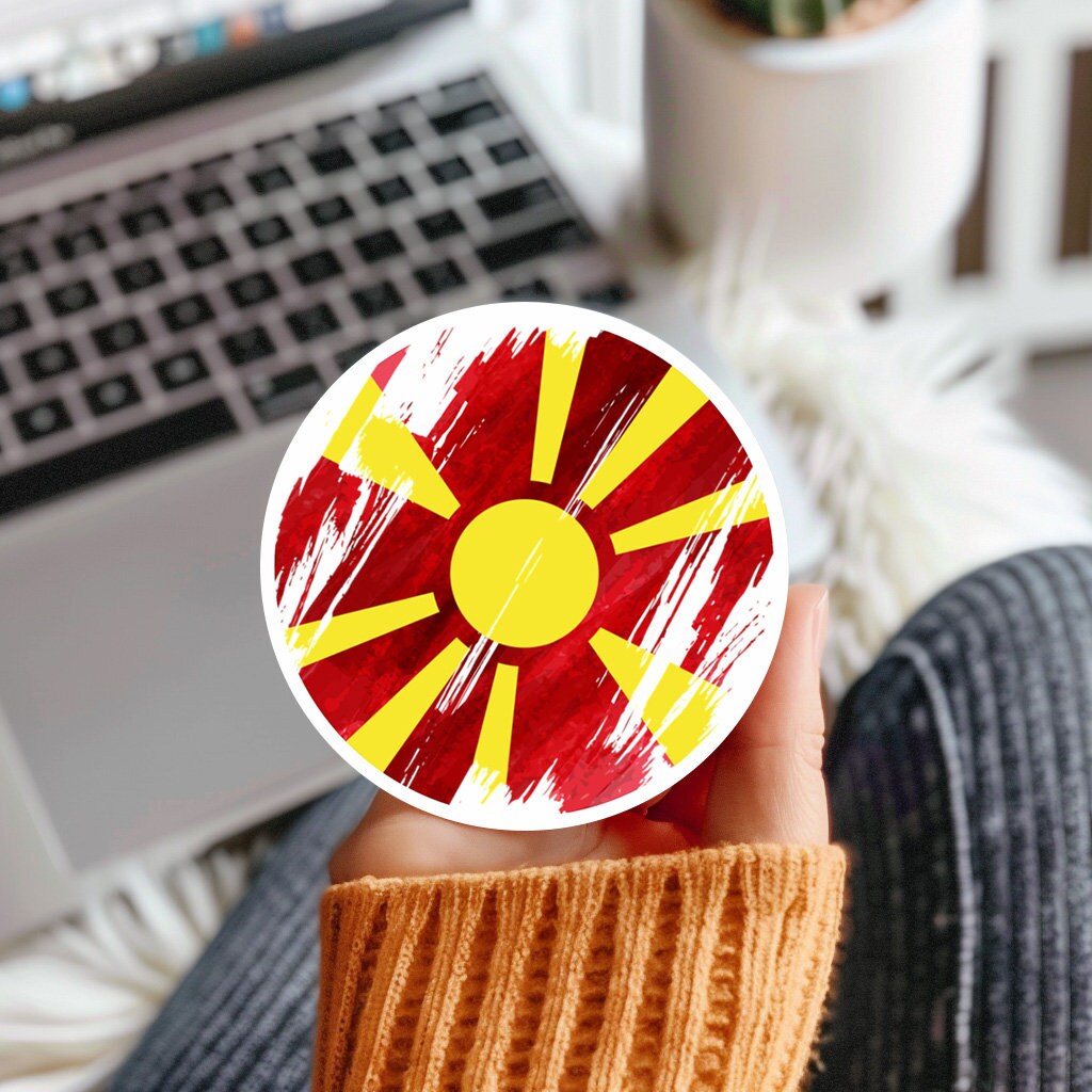 North Macedonia Flag Sticker, Laptop Sticker, Helmet Sticker, Guitar ...