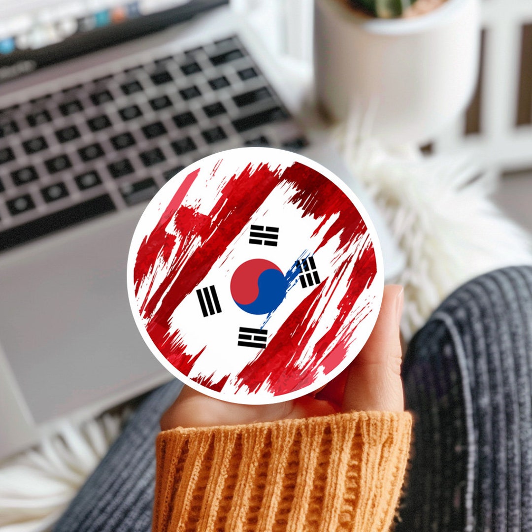South Korea Flag Sticker, Laptop Sticker, Helmet Sticker, Guitar ...