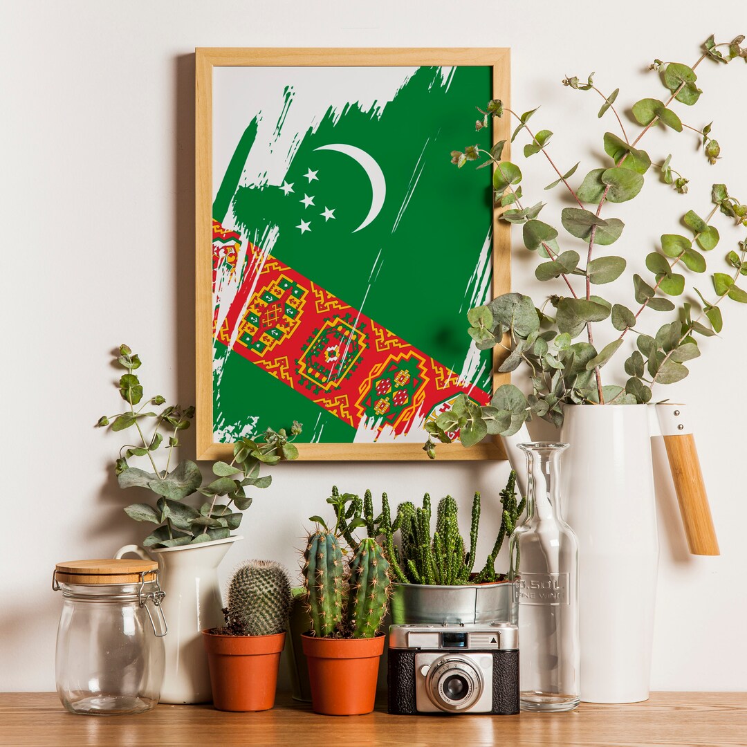Turkmenistan Flag Poster | Patriotic Home Decor (unframed) - Etsy