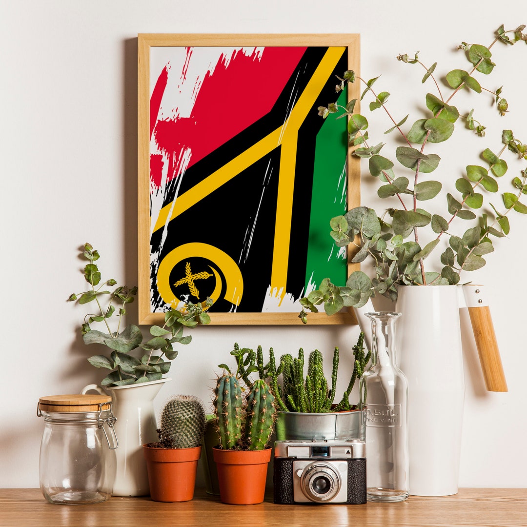 Vanuatu Flag Poster | Abstract Brushstroke Wall Art (unframed) - Etsy