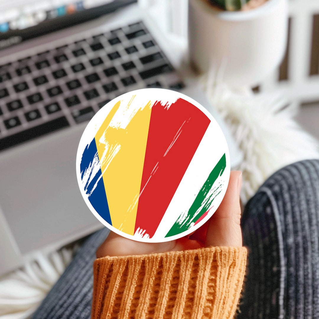 Seychelles Flag Sticker, Laptop Sticker, Helmet Sticker, Guitar Sticker ...