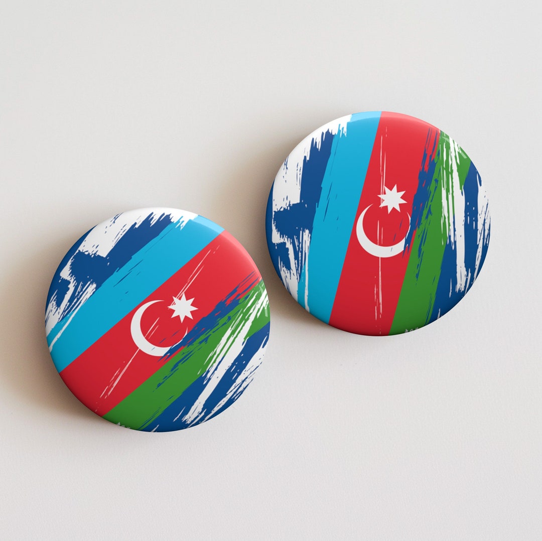 Azerbaijan Flag Pin Button - Custom Pinback, Patriotic Campaign Buttons ...