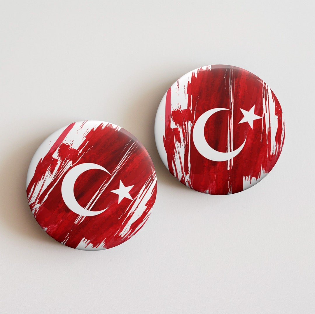 Turkey Flag Pin Button - Custom Pinback, Patriotic Campaign Buttons ...