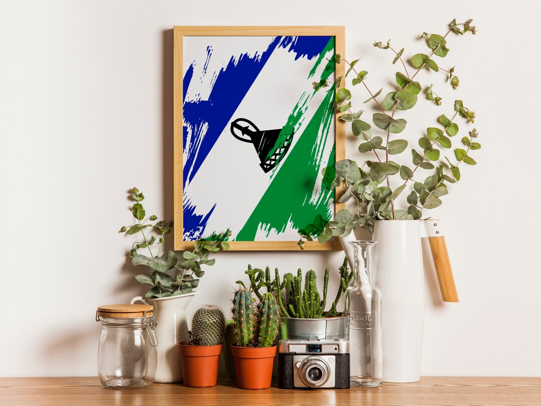 Lesotho Flag Print | Lesotho Poster | Lesotho Wall Art Print | Lesotho ...
