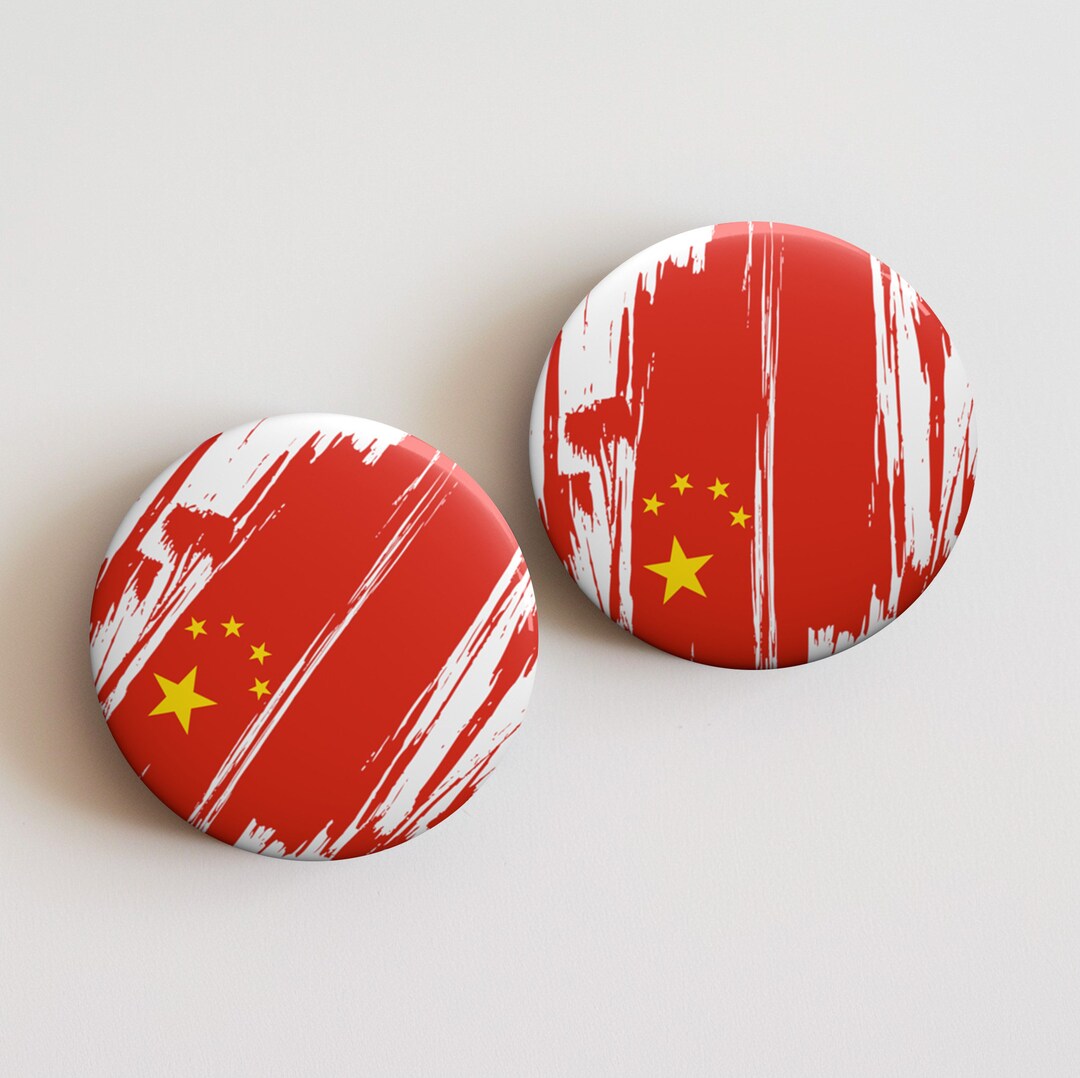China Flag Pin Button - Custom Pinback, Patriotic Campaign Buttons ...