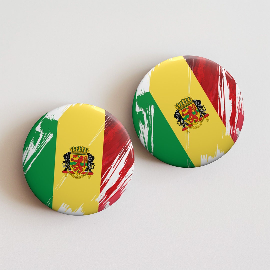 Congo-brazzaville Flag Pin Button - Custom Pinback, Patriotic Campaign ...