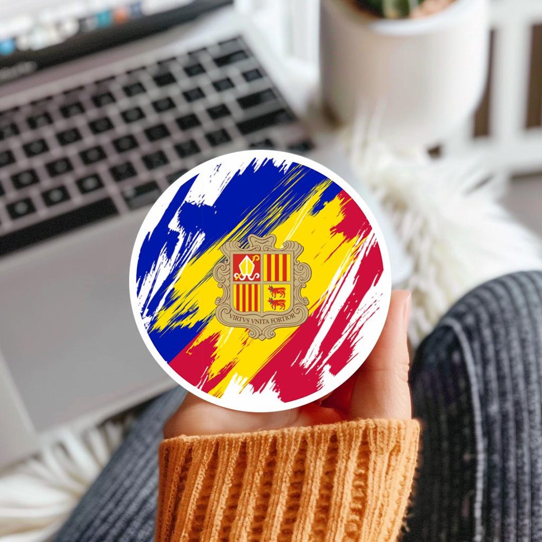 Andorra Flag Sticker, Laptop Sticker, Helmet Sticker, Guitar Sticker ...