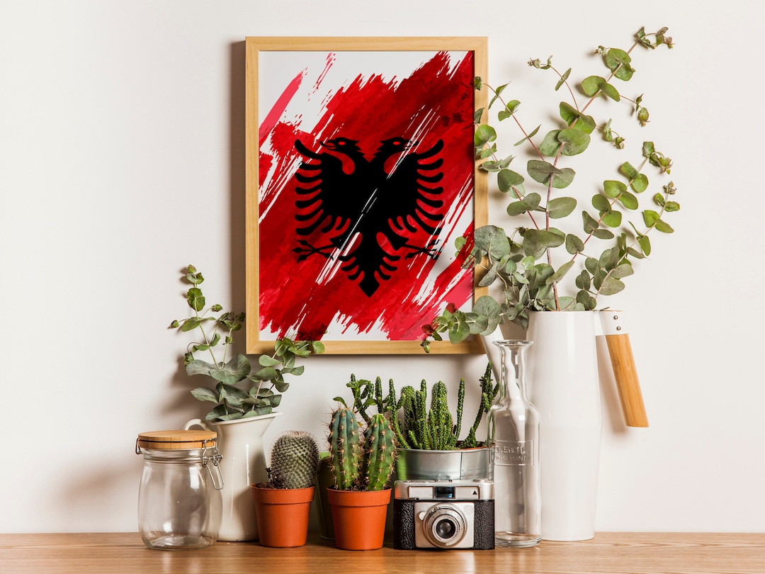 Albania Flag Print | Albania Poster | Albania Wall Art Print | Albania ...