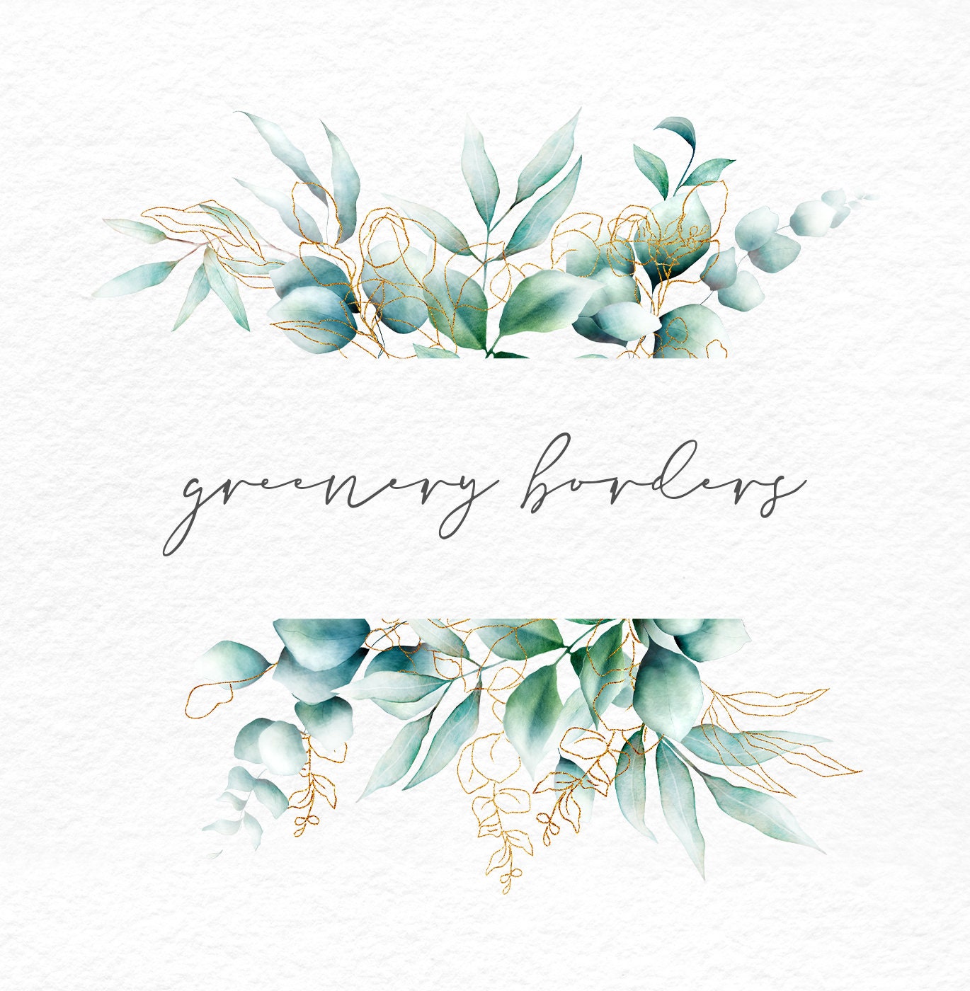 Greenery Watercolor Clip Art. 3 Eucalyptus Borders. Eucalyptus - Etsy