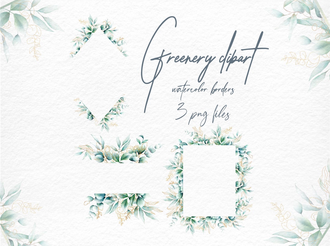 Greenery Watercolor Clip Art. 3 Eucalyptus Borders. Eucalyptus Leaves ...