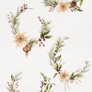 Bohemian Christmas Wreaths. 4 Hand Painted Watercolor Illustrations ...