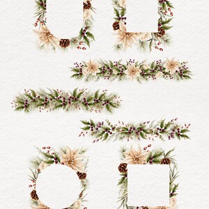 Boho Christmas Watercolor Clipart Collection. 103 Hand Drawn Elements ...